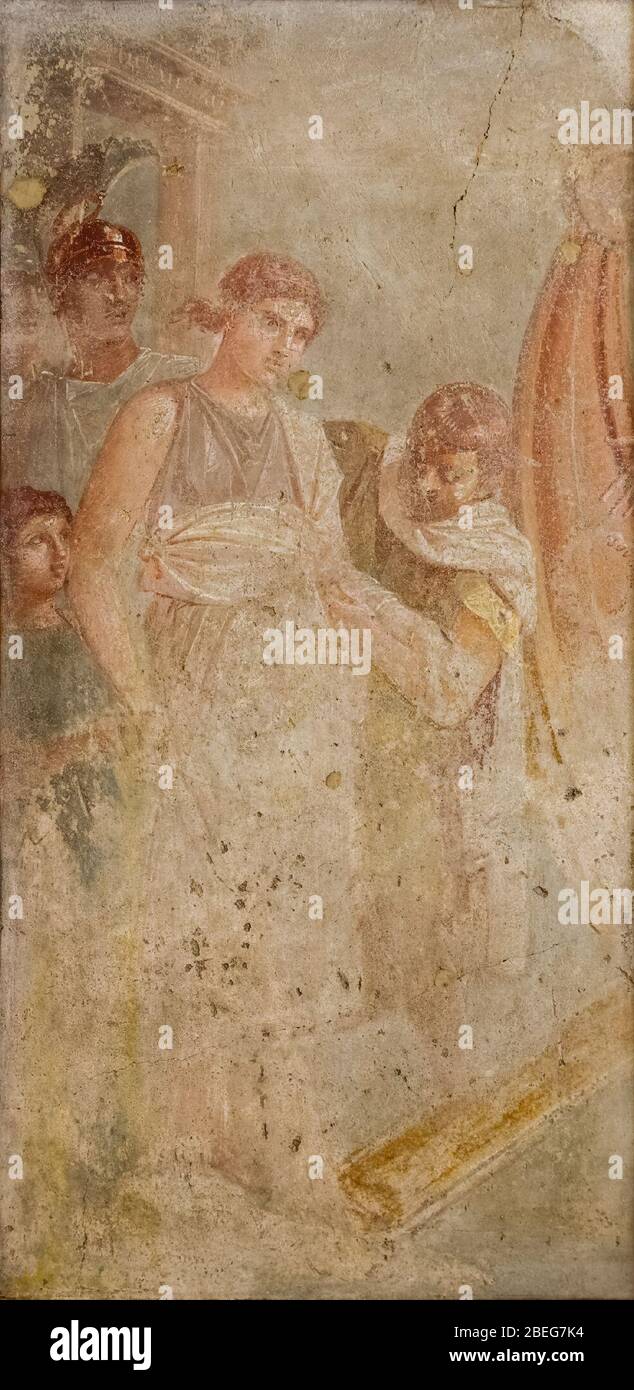 Helen of Sparta boards a ship for Troy fresco from the House of the ...