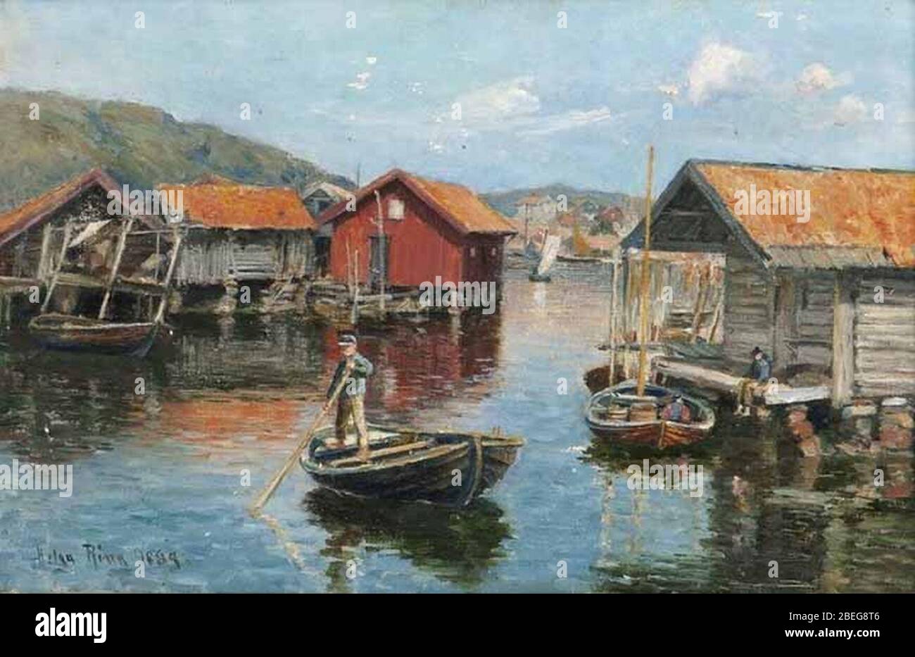Helga Marie Ring Reusch - From a Swedish Fishing Camp 1889 Stock Photo ...