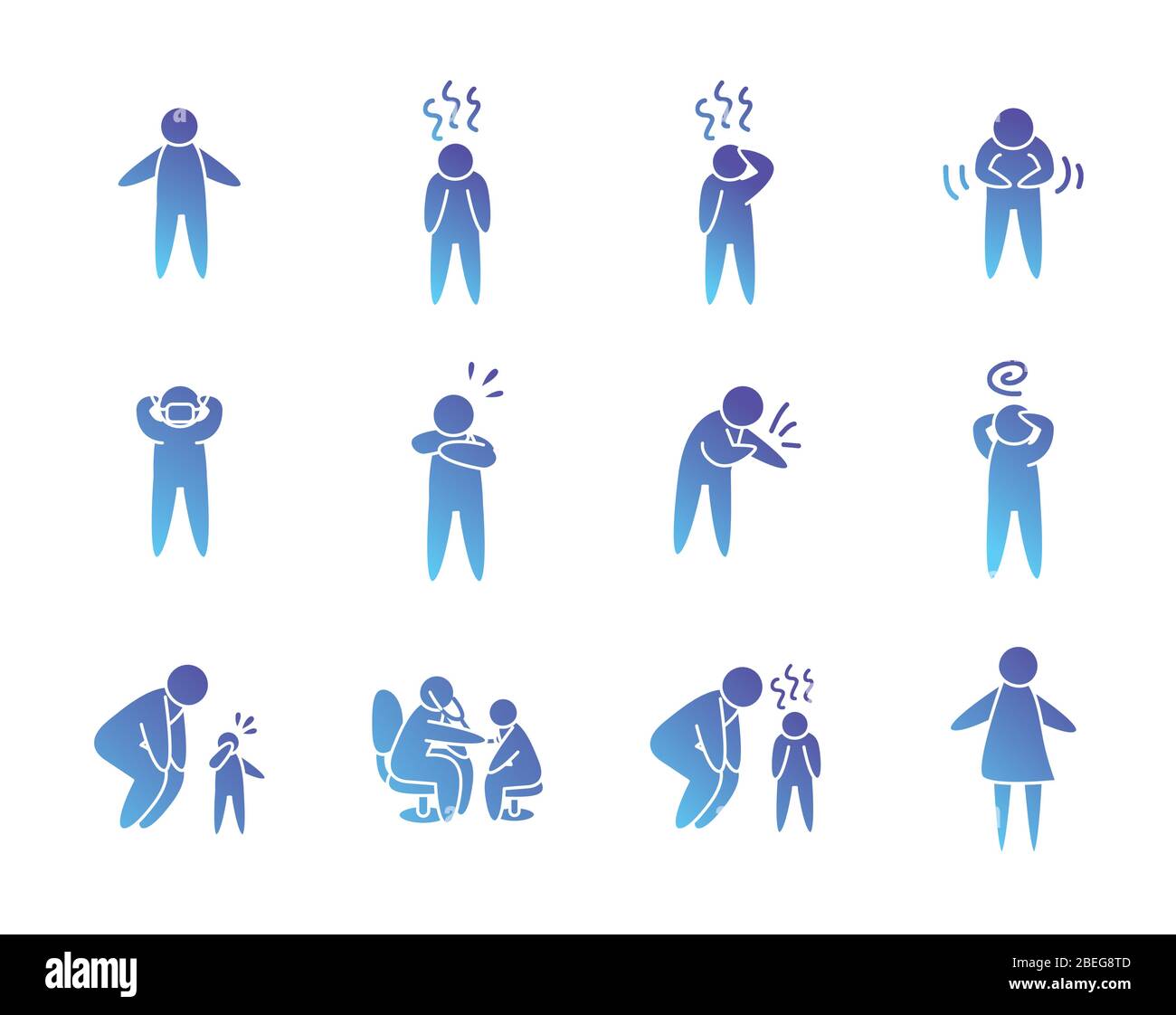 health pictogram persons icon set over white background, gradient style ...