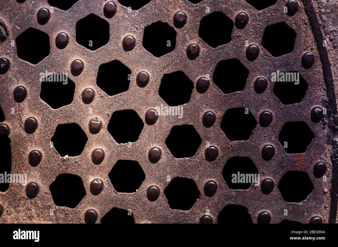 Abstract geometric background from hexagons. Repeated hexagonal holes ...