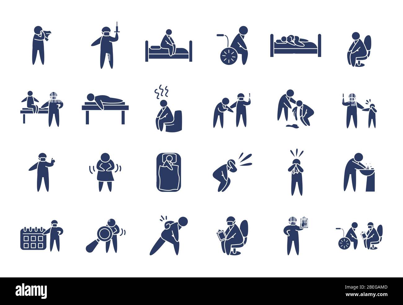 Health Pictogram Persons Icon Set Over White Background Line Style Vector Illustration Stock