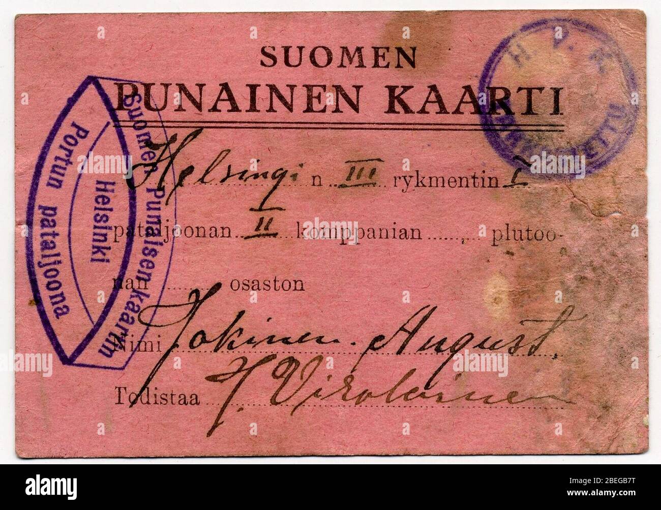 Helsinki Red Guard ID 1918 Stock Photo - Alamy