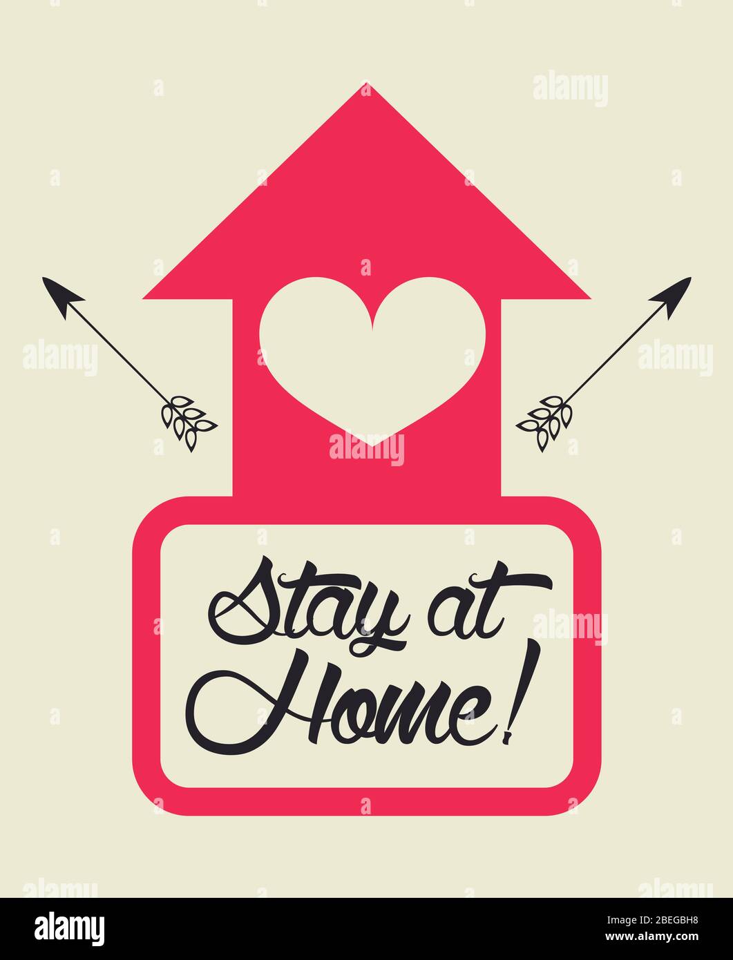 stay at home poster campaign with house and arrow Stock Vector Image ...