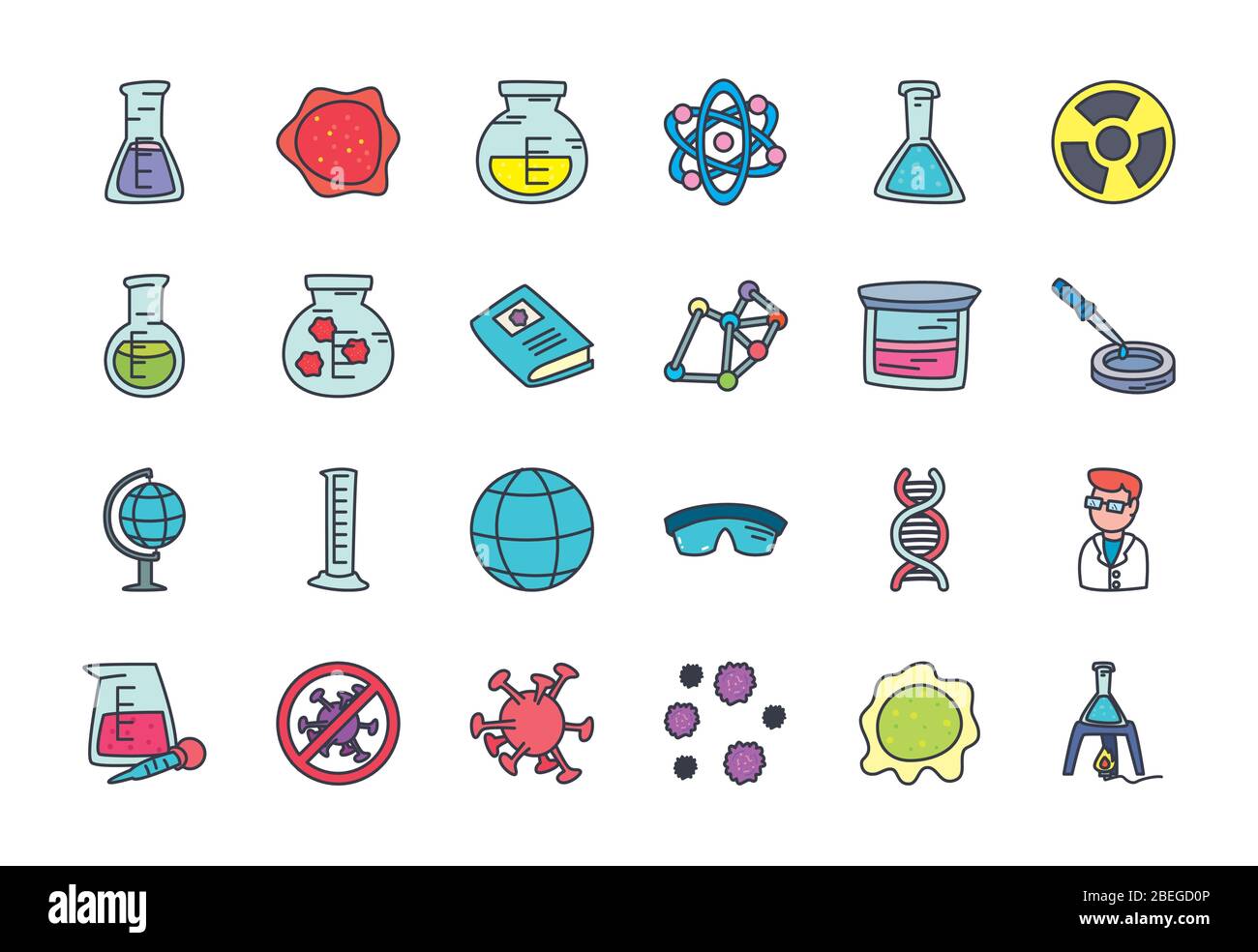 geography tool and science icon set over white background, flat style ...