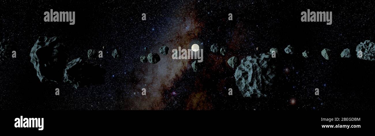 Asteroid Belt, Illustration Stock Photo - Alamy