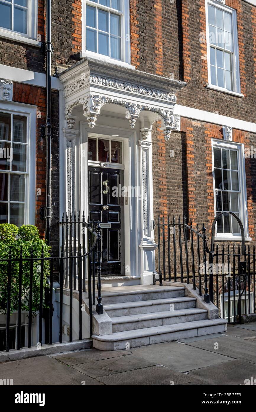 Ornate porch, Queens Anne Gate, Westminster, London, England, UK Stock ...