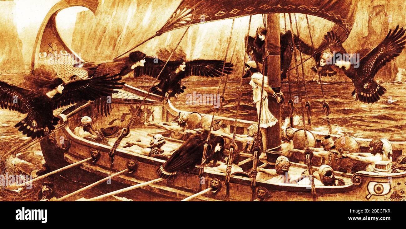 illustration of Ulysses and the sirens, based on a painting by JW ...