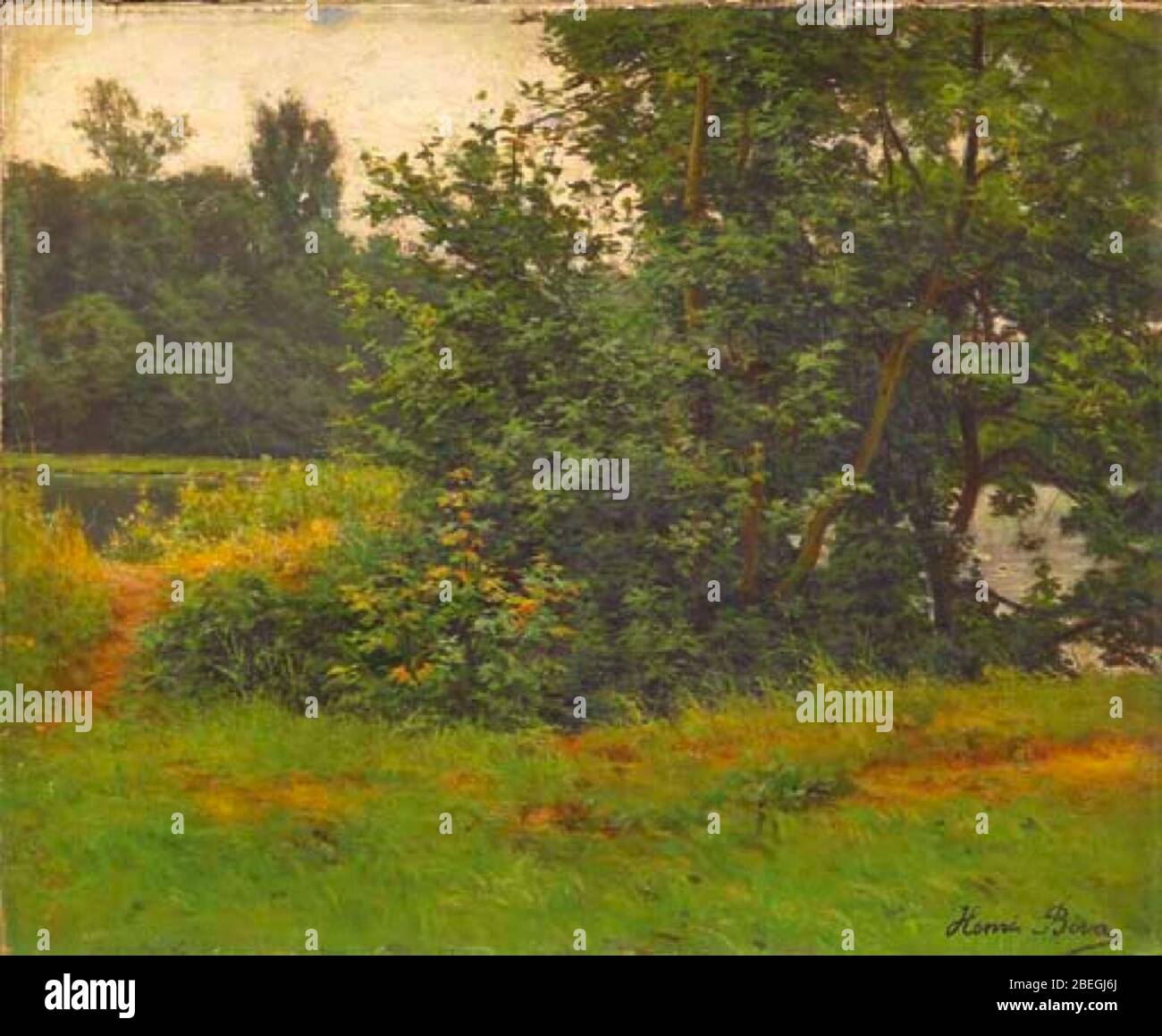 Henri Biva, Bord de rivière, oil on canvas, 38 x 46 cm Stock Photo - Alamy