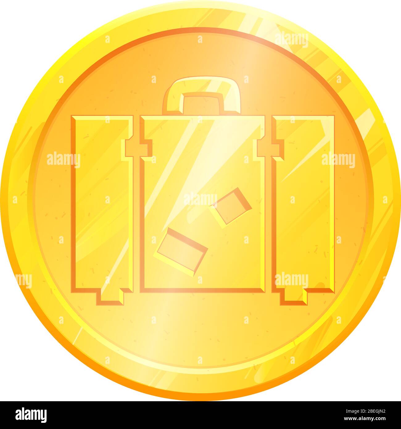 Suitcase gold coin icon. Travel symbol isolated on white background ...