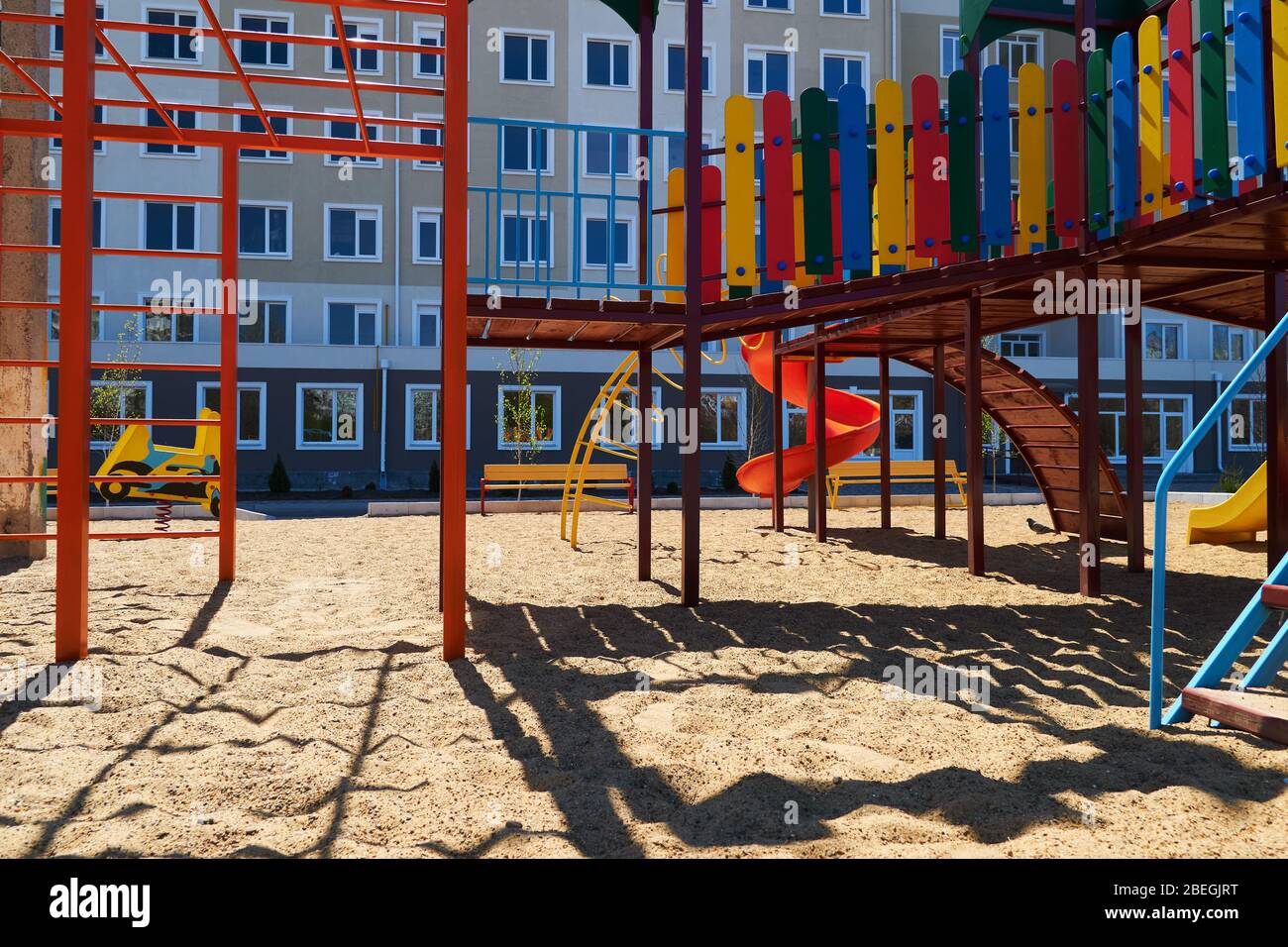 Urban residential infrastructure without people - children's playground ...