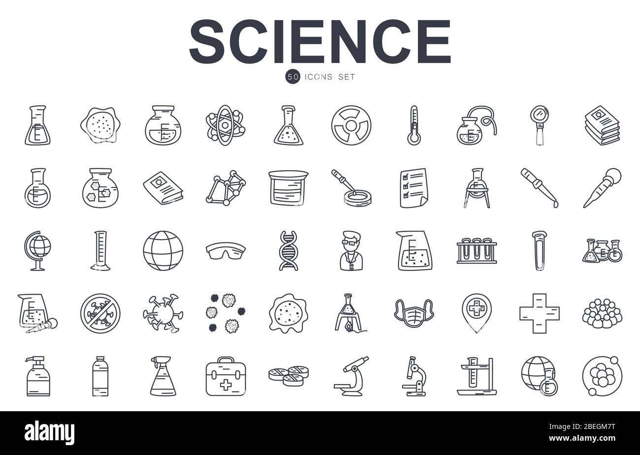 science icon set over white background, line style, vector illustration ...