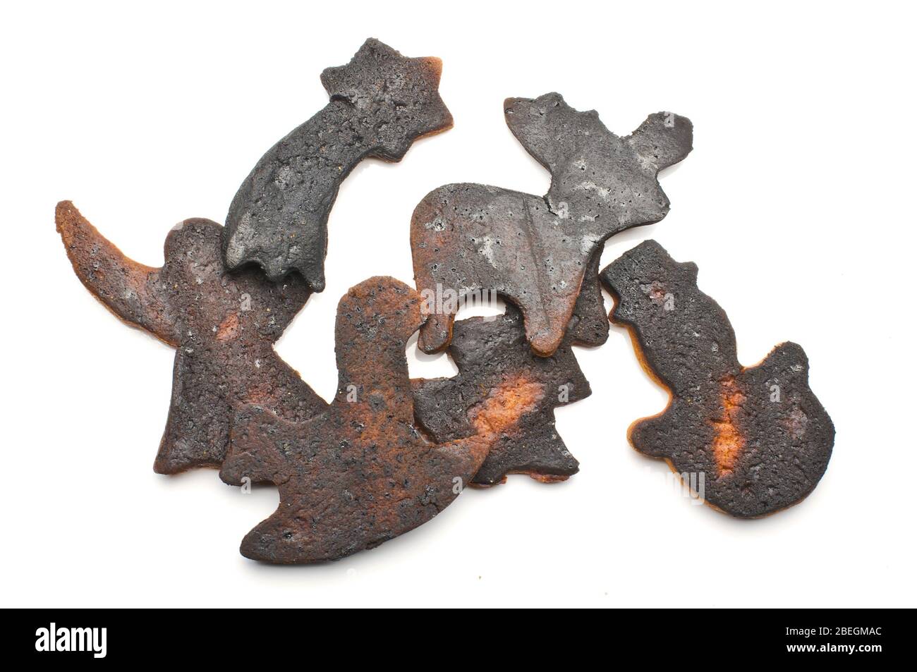 Burnt gingerbread biscuits isolated on the white background Stock Photo ...