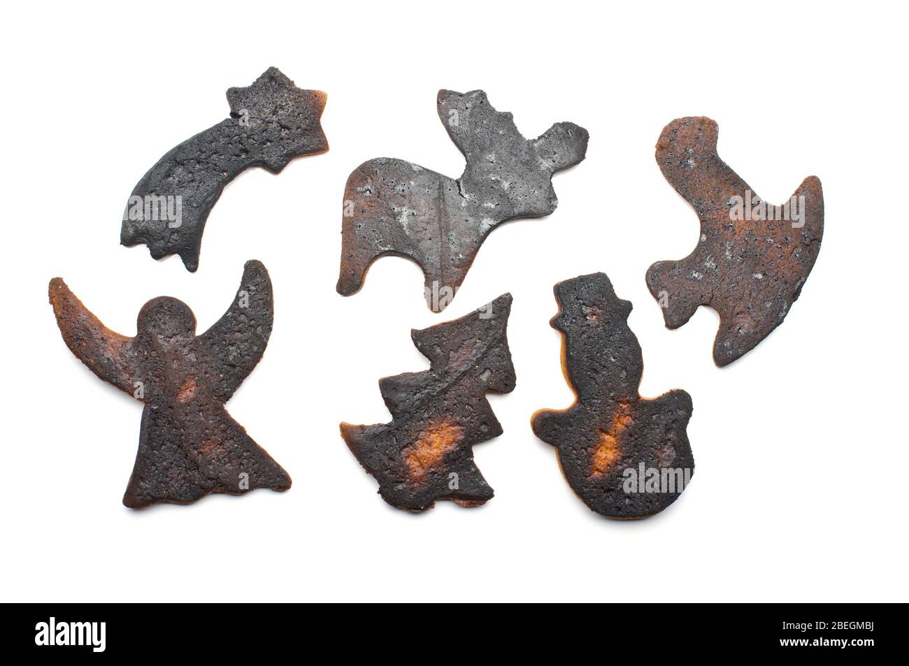 Burnt gingerbread biscuits isolated on the white background Stock Photo ...