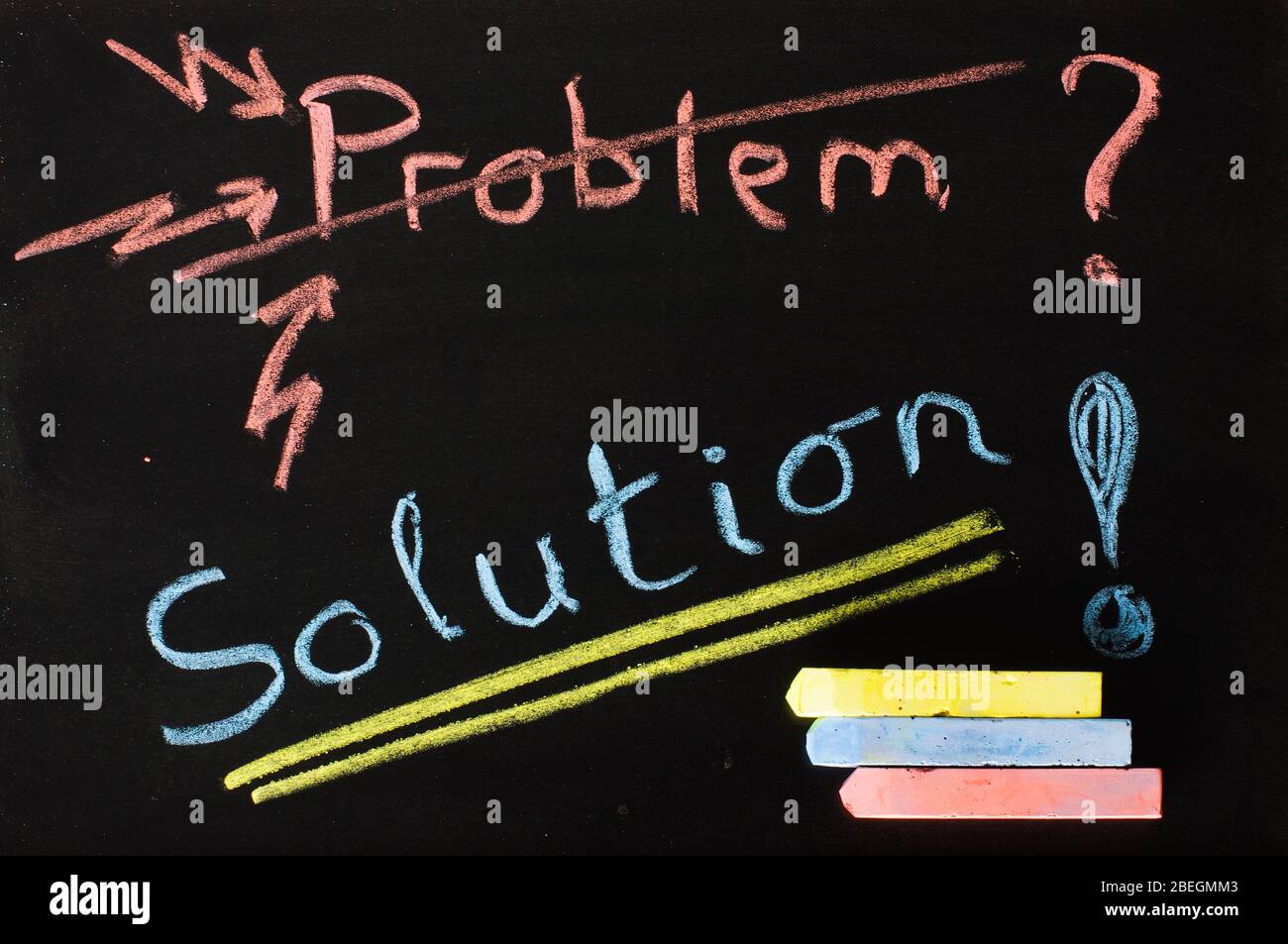 Word Problem wiped away and text Solution written on the blackboard ...