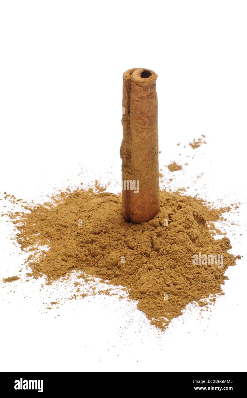 Cinnamon stick and powder isolated on the white background Stock Photo ...