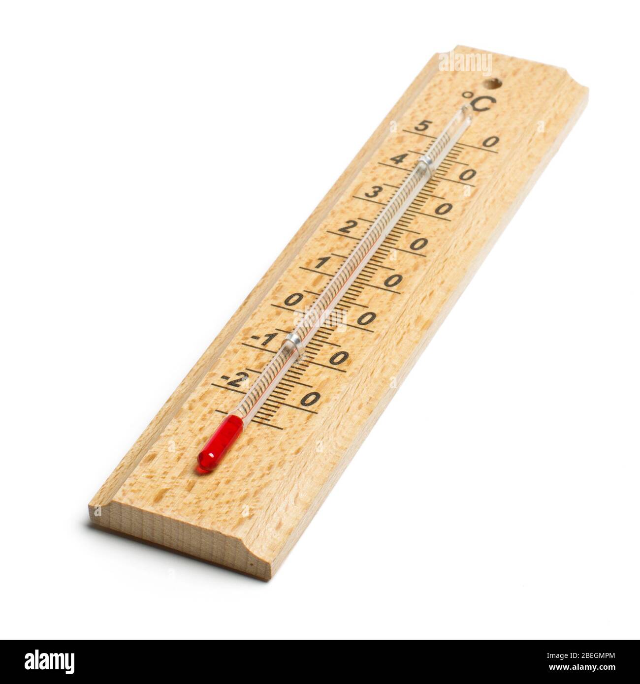 Wooden room temperature thermometer isolated on the white background ...