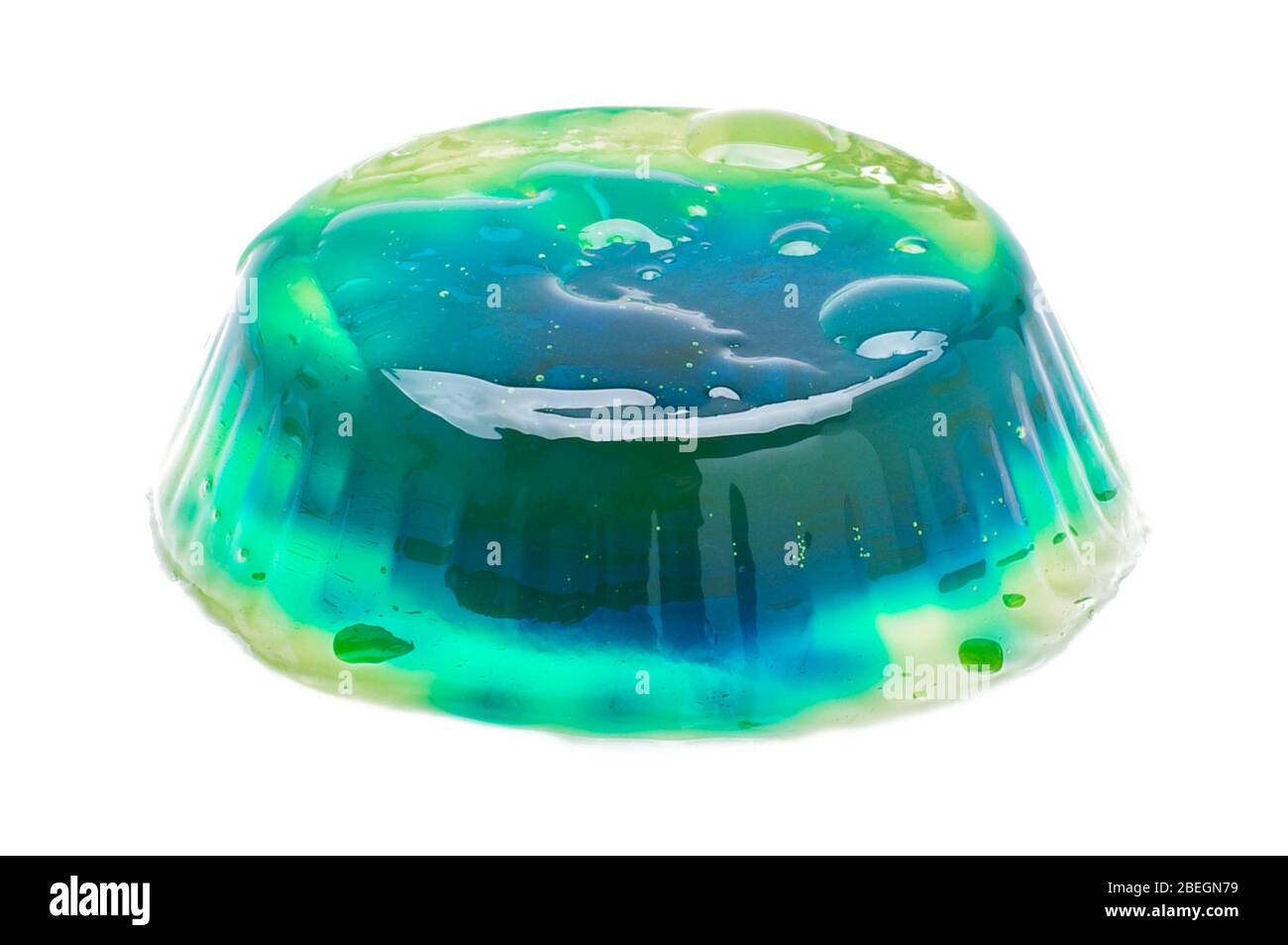 Blue sweet wet jelly dessert isolated on the white background Stock ...