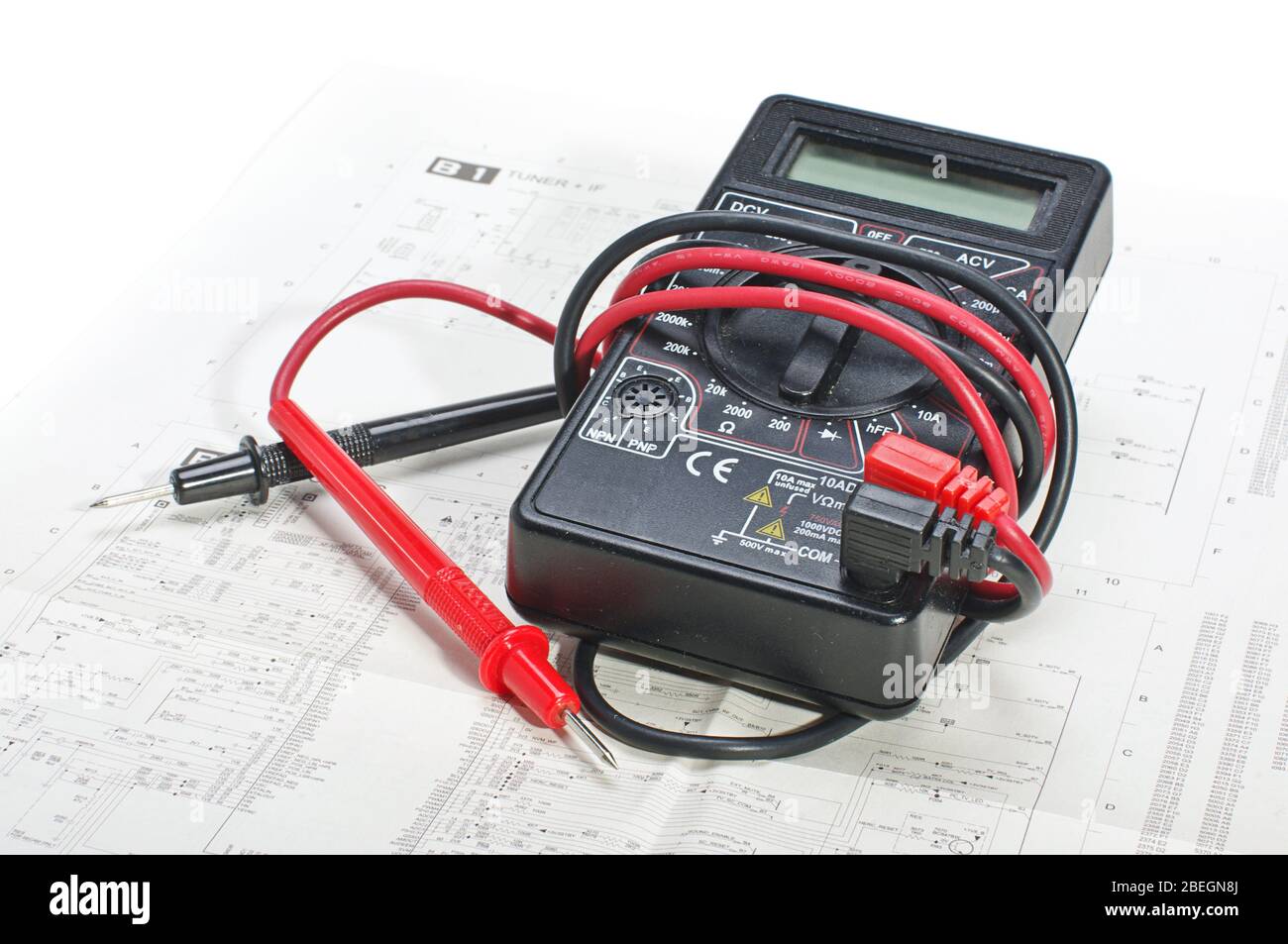 Electronics measurement multimeter on the electronics circuit Stock ...
