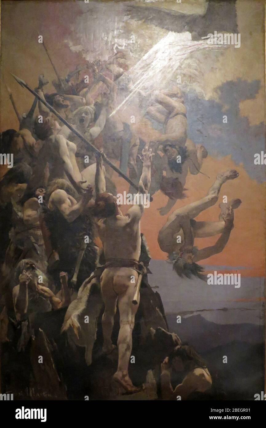 Henri Martin - 'Titans Fighting against Jupiter', 1884-1885 Stock Photo ...