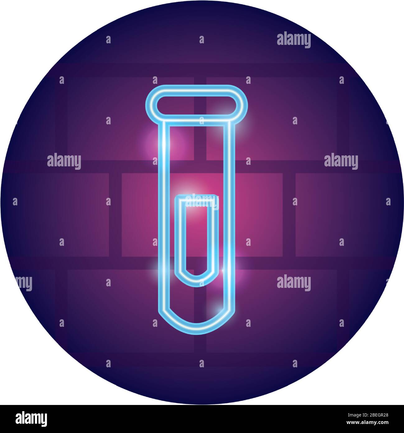 test tube icon over white background, neon style, vector illustration ...