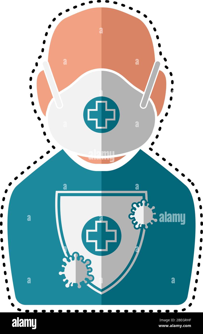 Dotted line man with protection uniform Stock Vector Image & Art - Alamy