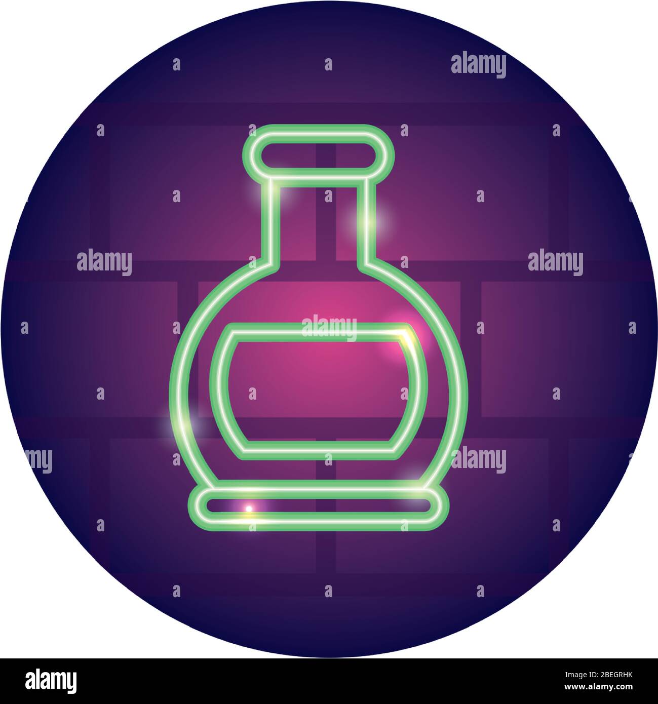 chemical flask icon over white background, neon style, vector ...