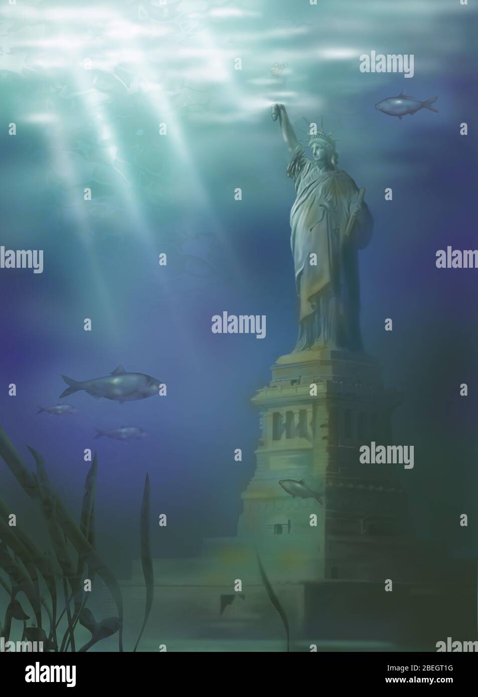 Statue of Liberty Under Water Stock Photo - Alamy