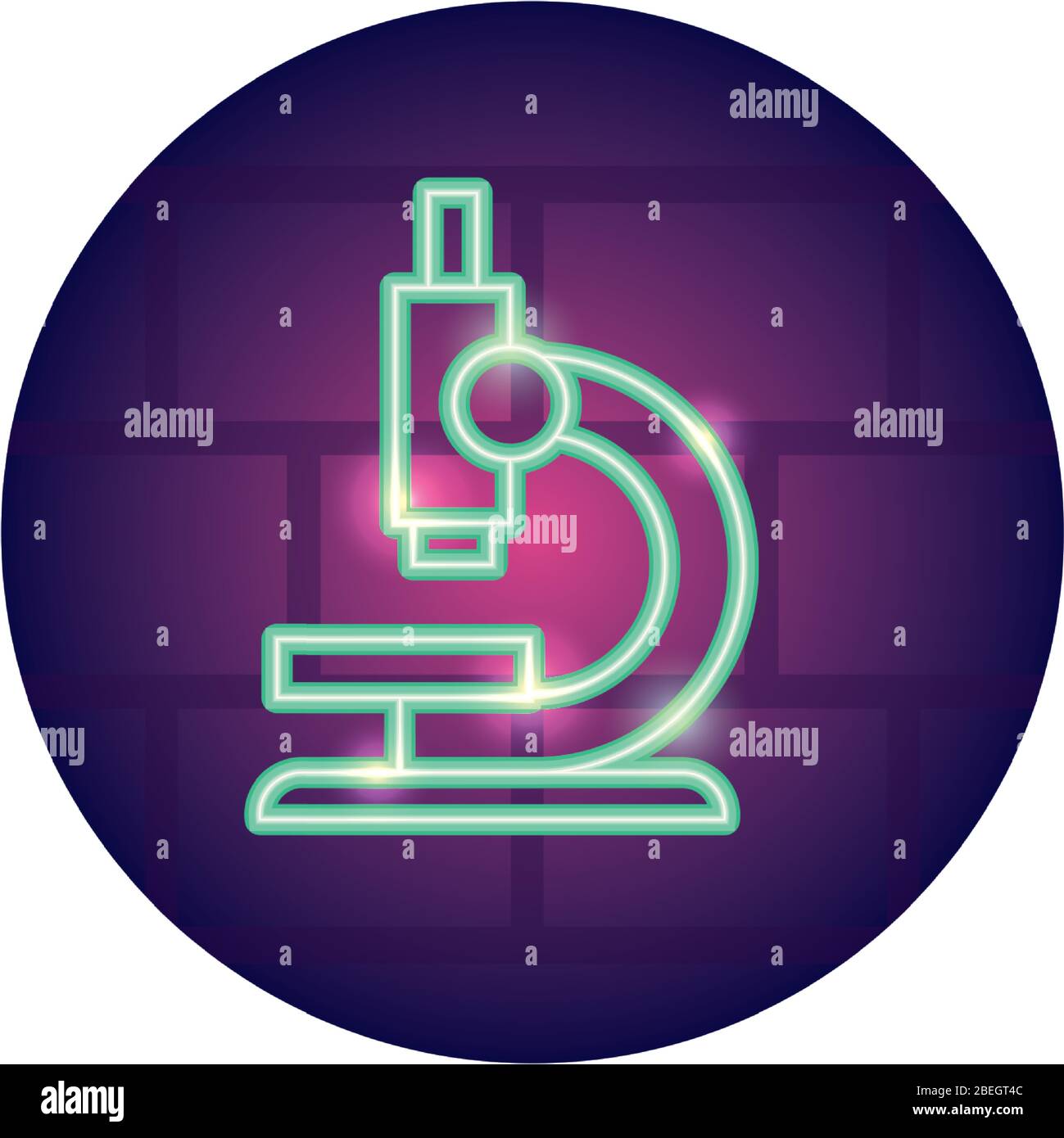 microscope icon over white background, neon style, vector illustration ...