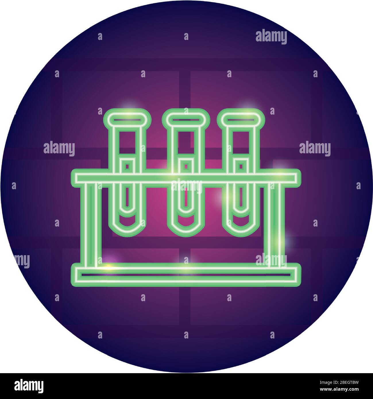 stand with test tubes icon over white background, neon style, vector ...