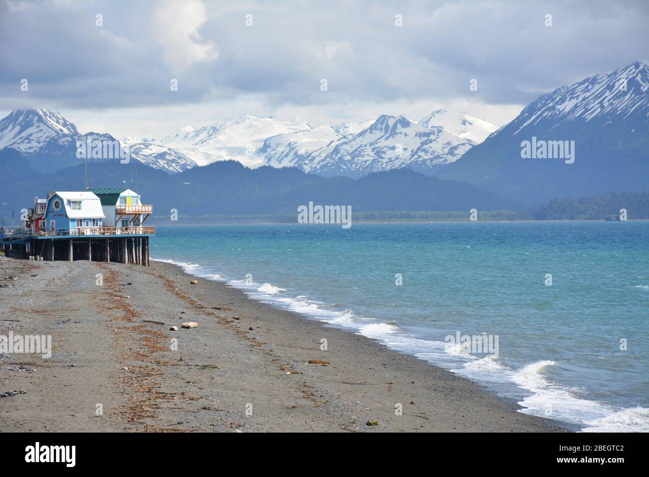 The historic boardwalk and beach in Homer, Alaska, USA Stock Photo - Alamy