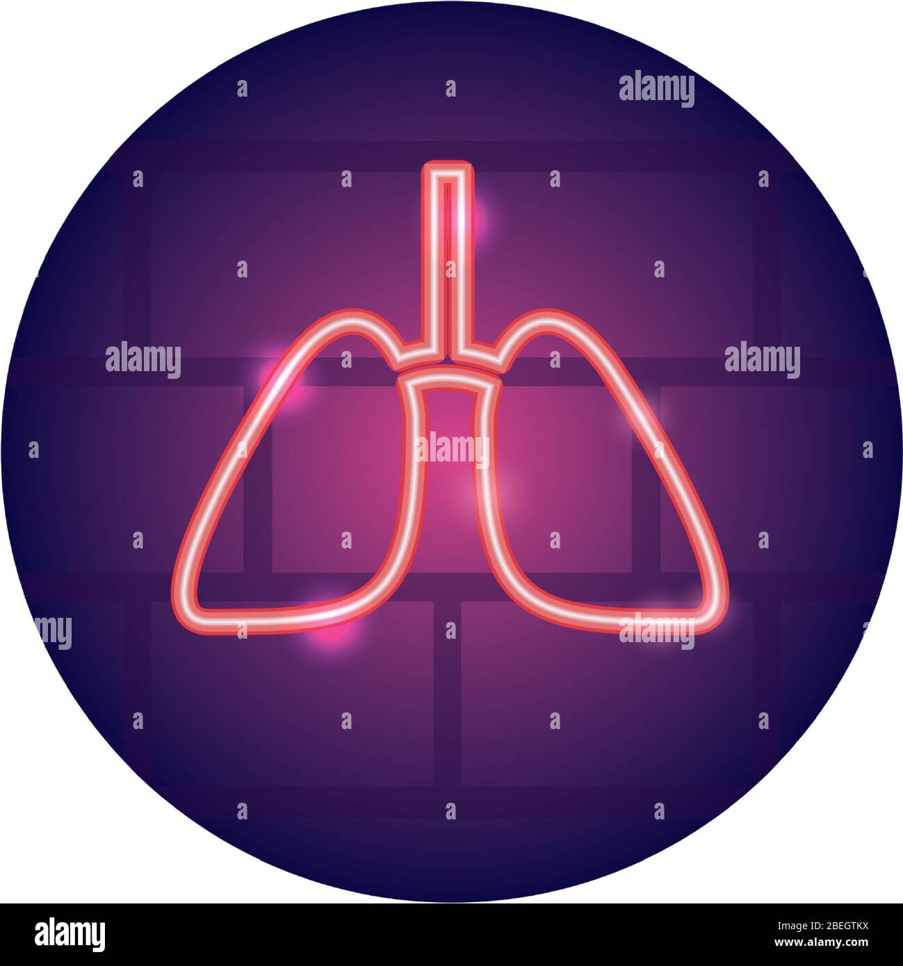 lungs icon over white background, neon style, vector illustration Stock ...