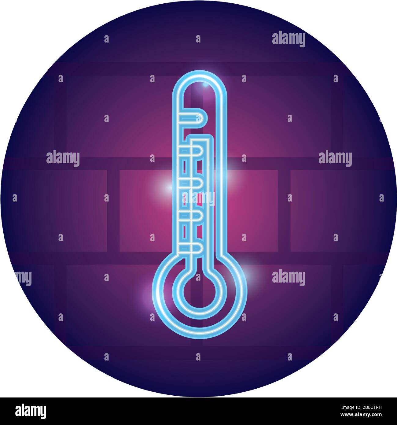 thermometer icon over white background, neon style, vector illustration ...
