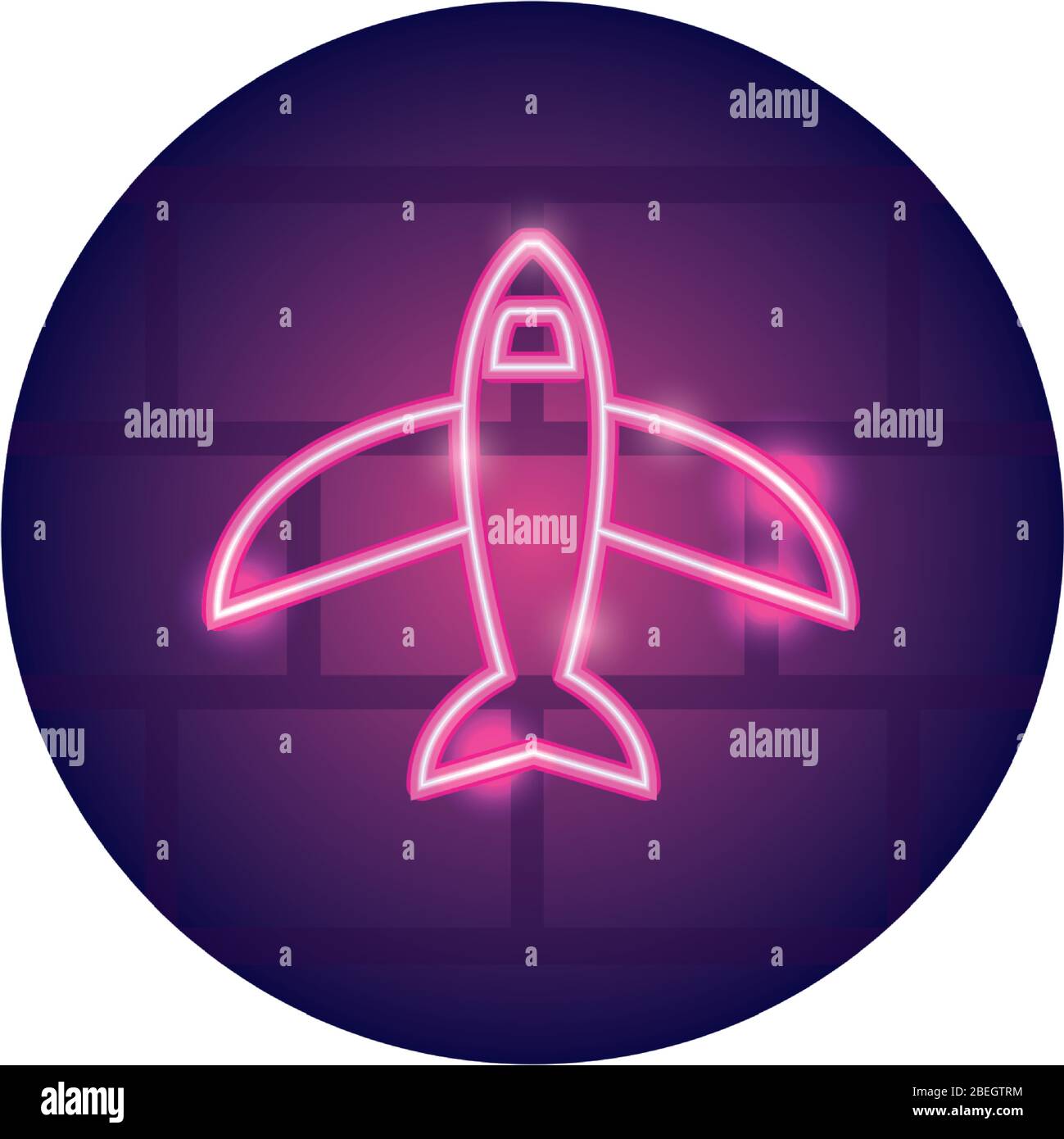 airplane icon over white background, neon style, vector illustration ...