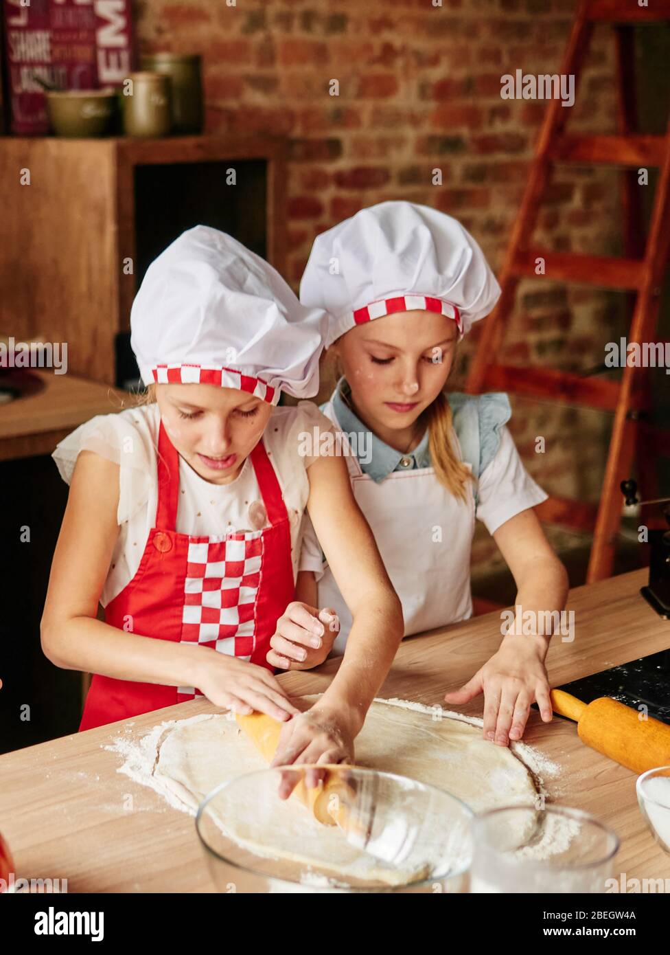 Family time concept. Family cooking. Children making cakes. Stay at ...