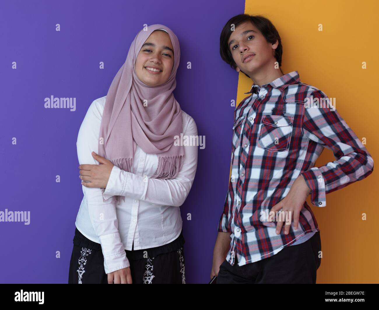 portrait of female arab teen wearing modern urban student look Stock ...