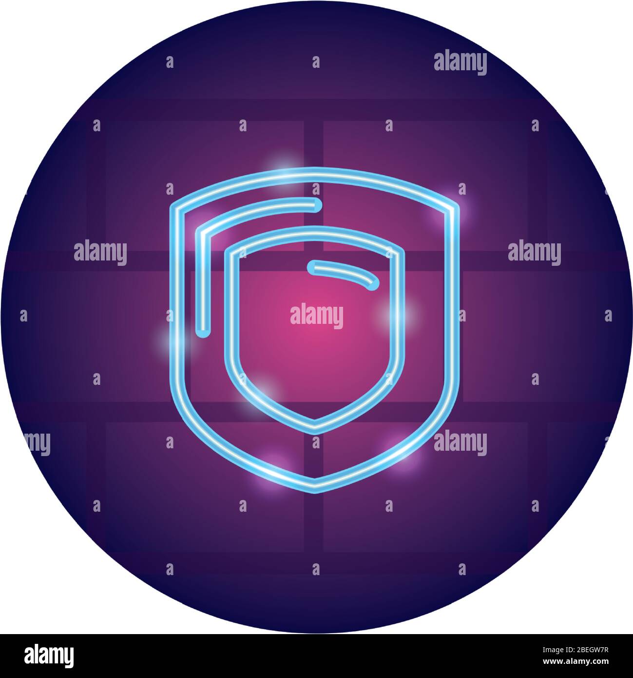 safety shield icon over white background, neon style, vector ...