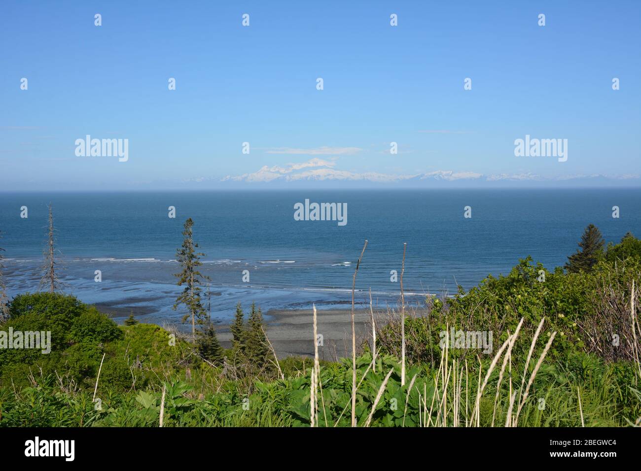 View across the Cook Inlet from the Kenai Peninsula, Alaska, USA Stock ...