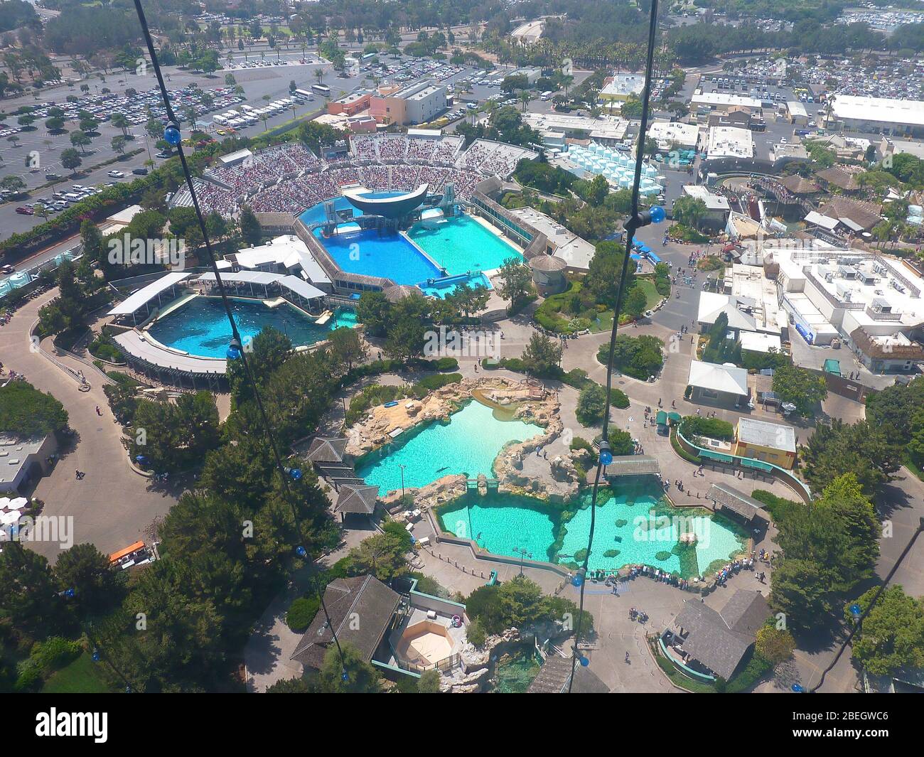 San Diego, AUG 19, 2009 - Aerial view of the SeaWorld from Skytower ...