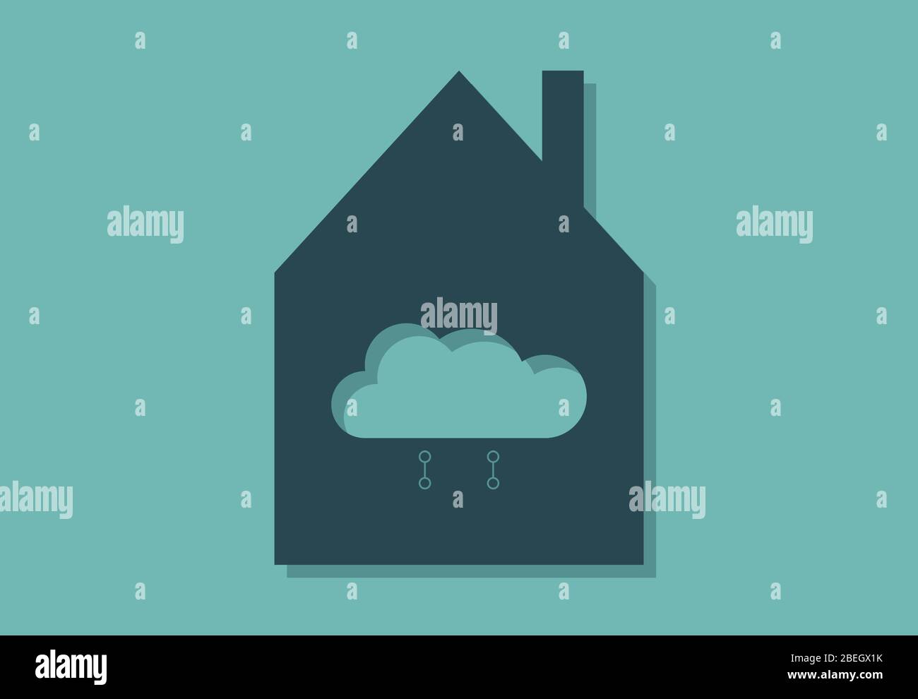 Smart House with cloud sign, minimalistic vector illustration symbol ...