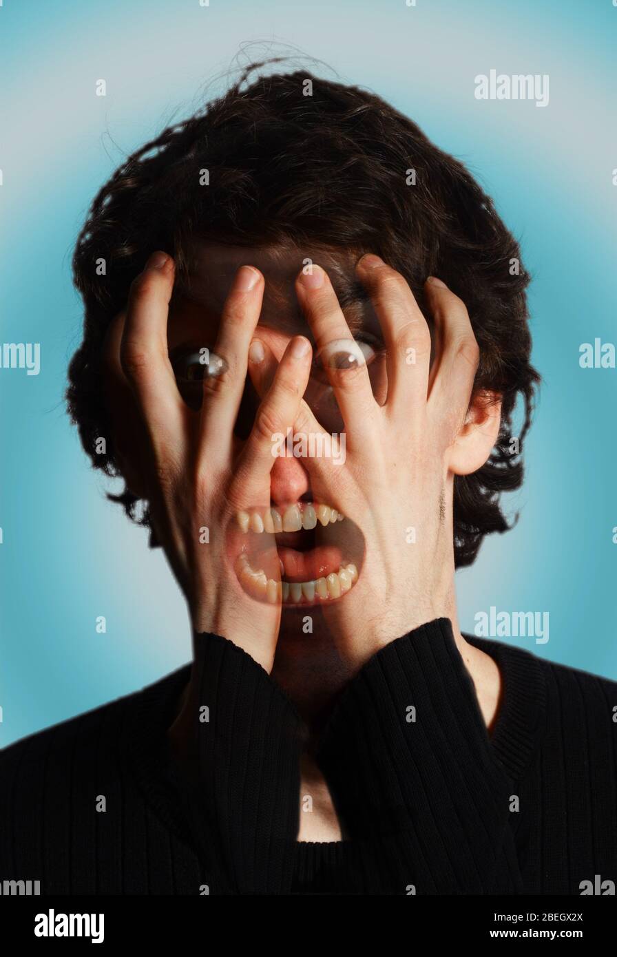 Screaming in Fear Stock Photo - Alamy