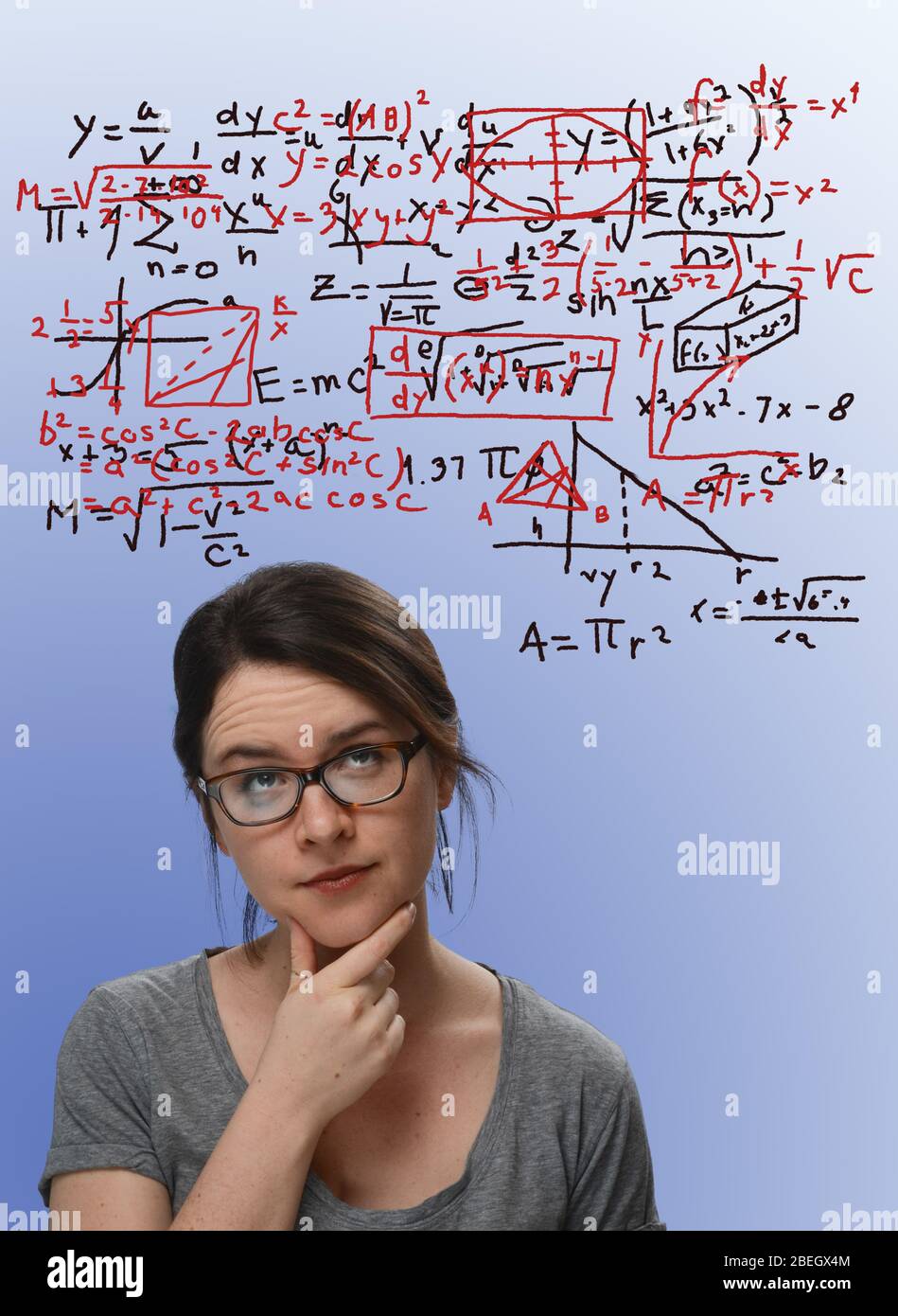 Mathematical equations solving woman hi-res stock photography and ...