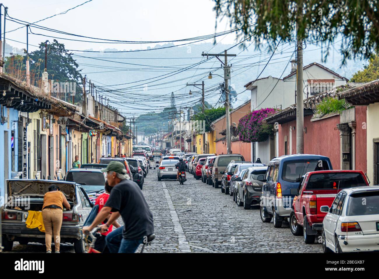 Typical street scene in Antigua, Guatemala Stock Photo - Alamy