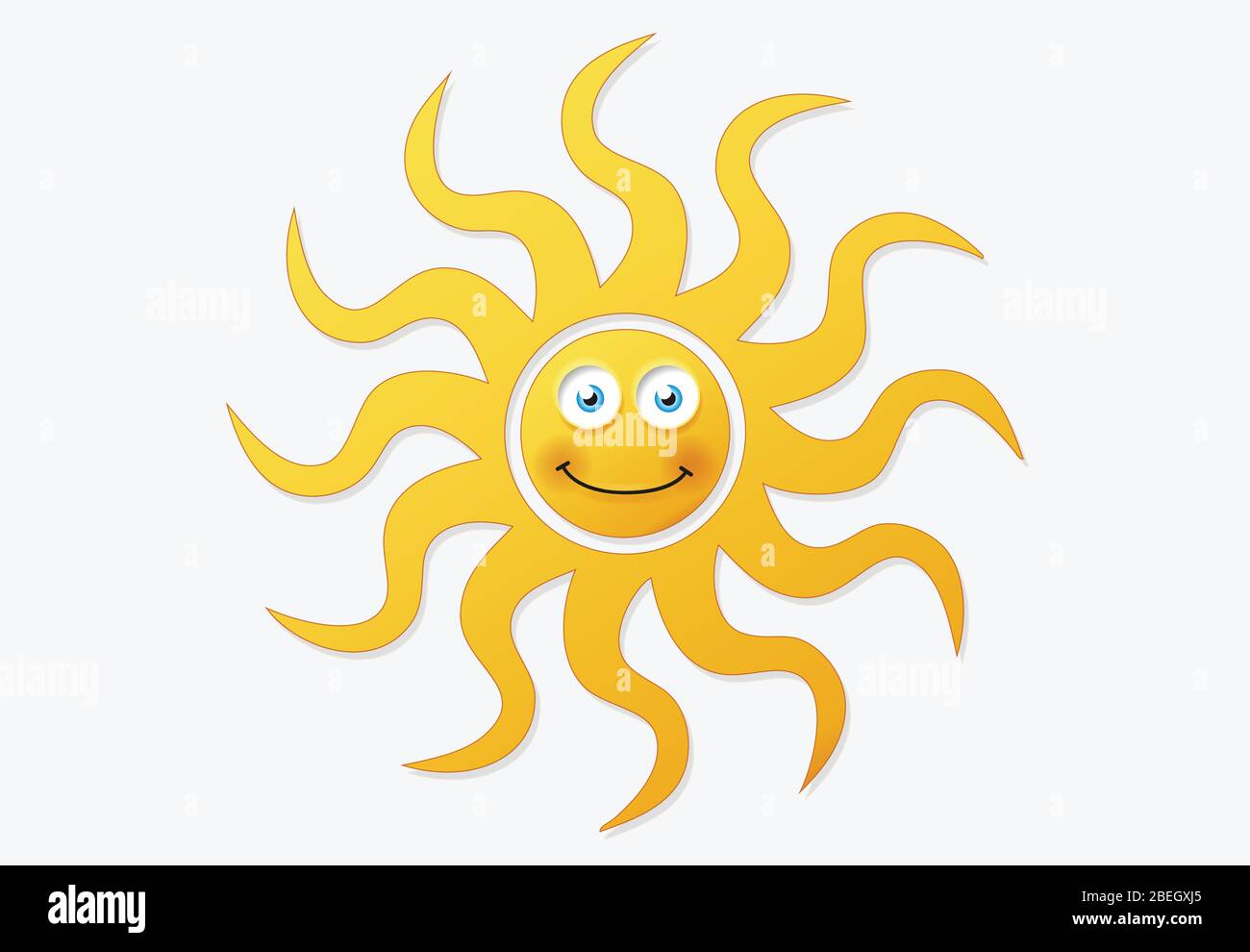 Sun smiling, minimalist vector illustration icon, symbol for good warm ...