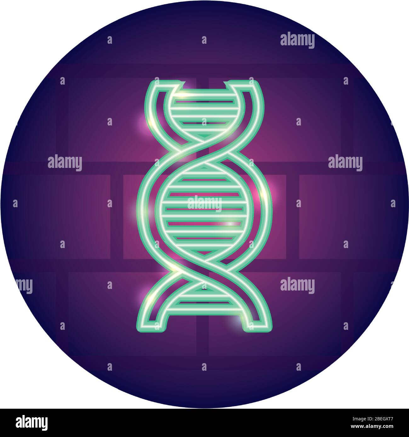 DNA chain icon over white background, neon style, vector illustration ...