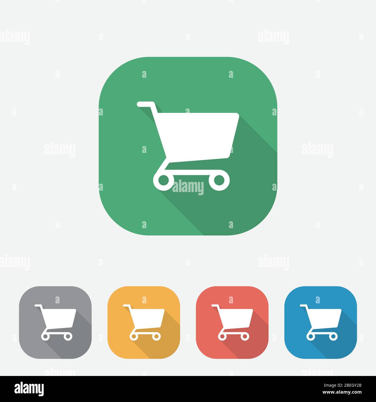 Buy, shop icon, shopping cart flat icon, colourful button, square ...