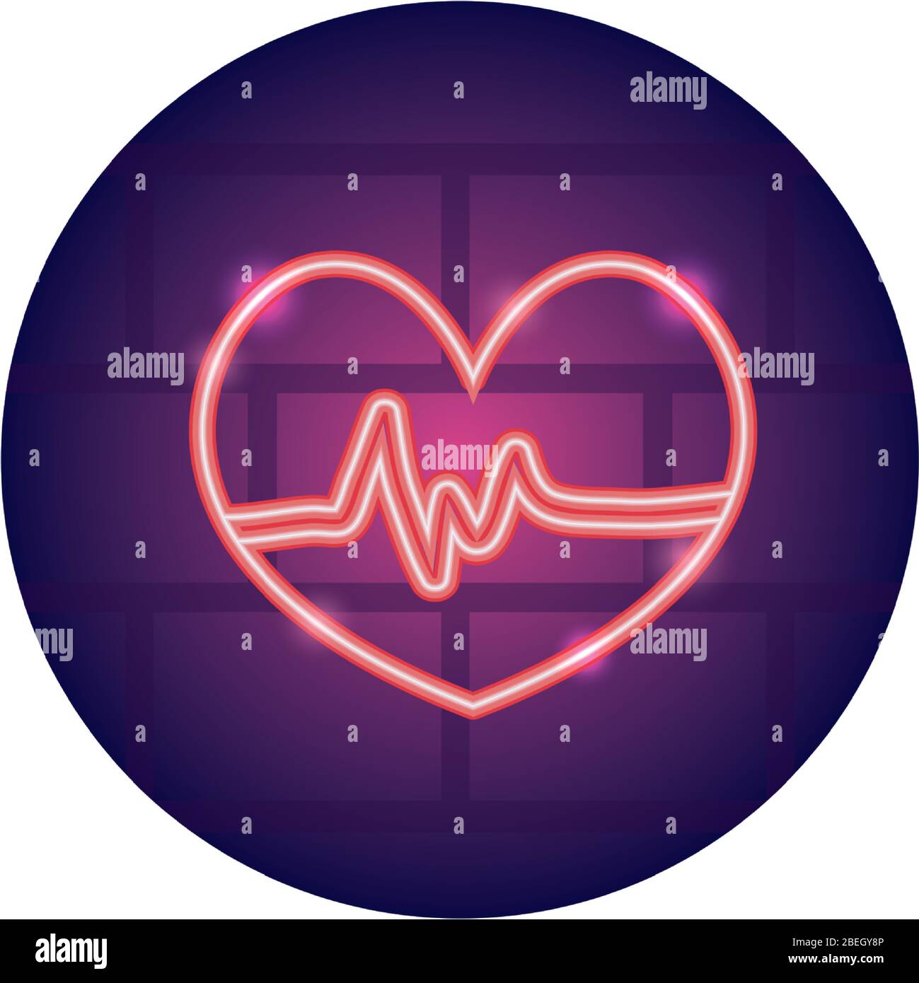 cardio heart icon over white background, neon style, vector ...