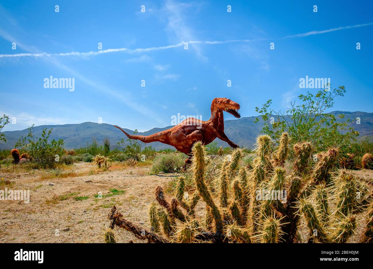 California, USA, March 2019, metal T. rex sculpture by the artist ...