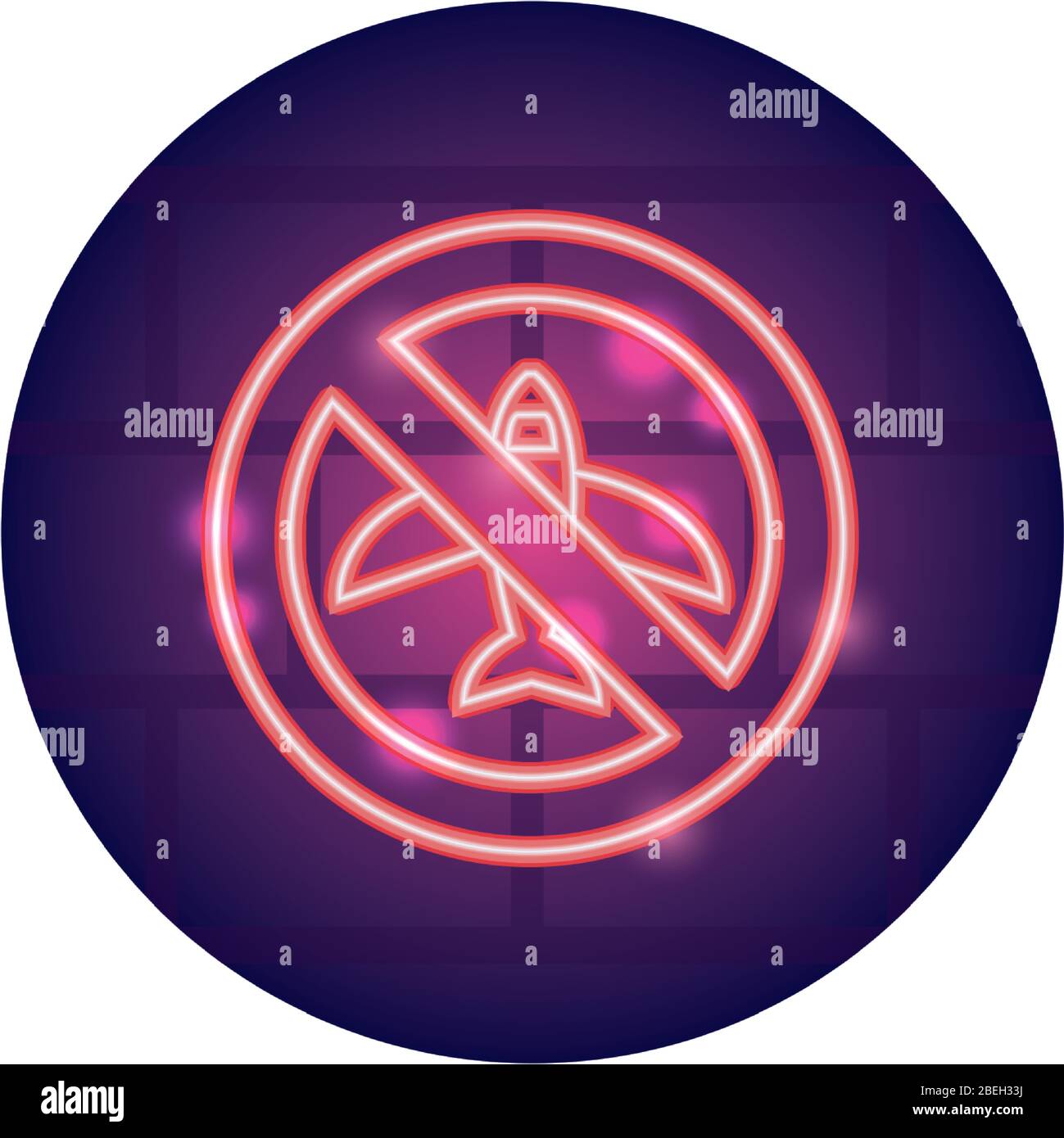 flights forbidden icon over white background, neon style, vector ...