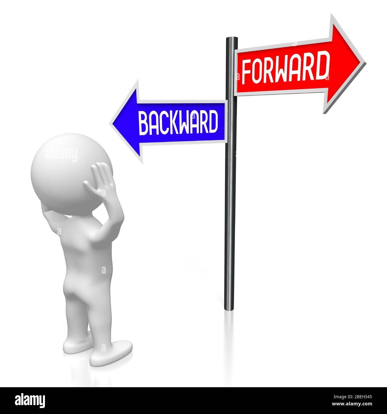 3D illustration/ 3D rendering - crossroads concept - forward and ...