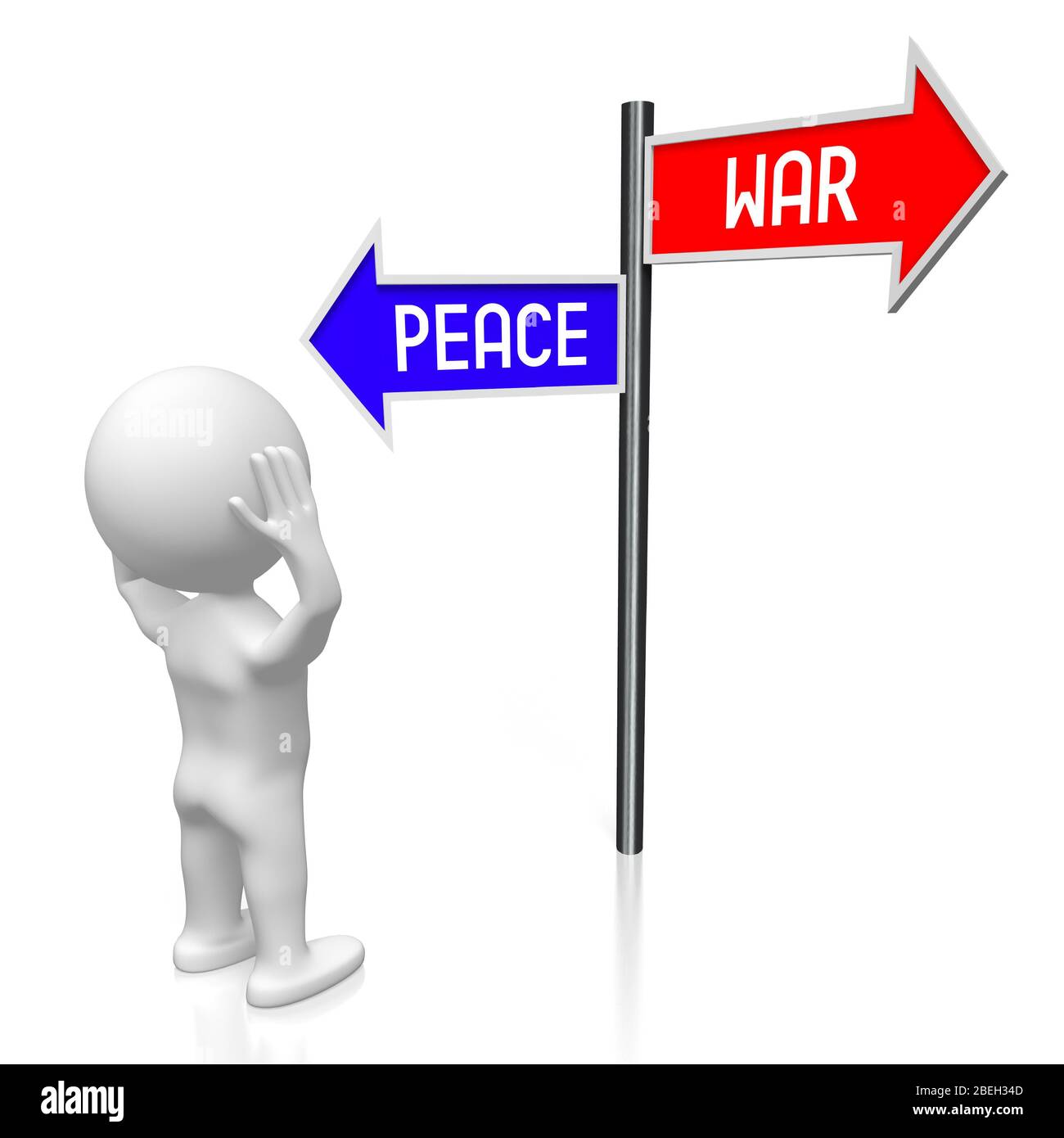 3D illustration/ 3D rendering - crossroads concept - war and peace ...